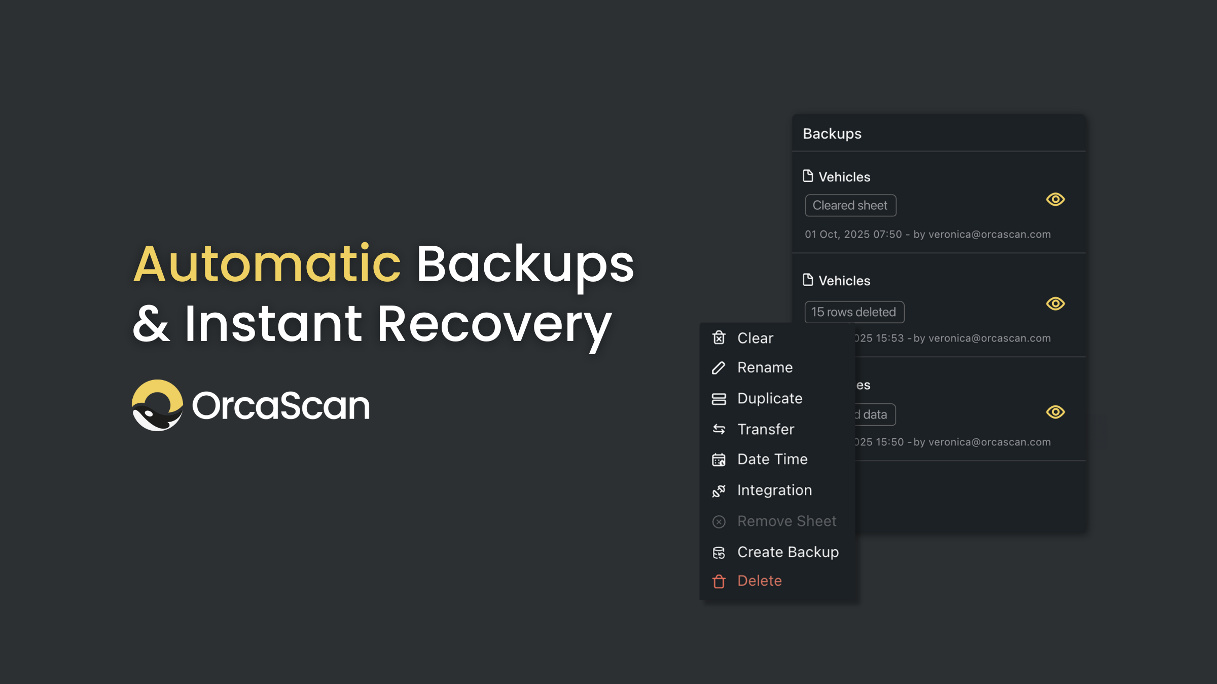 Automatic Backups & Instant Recovery